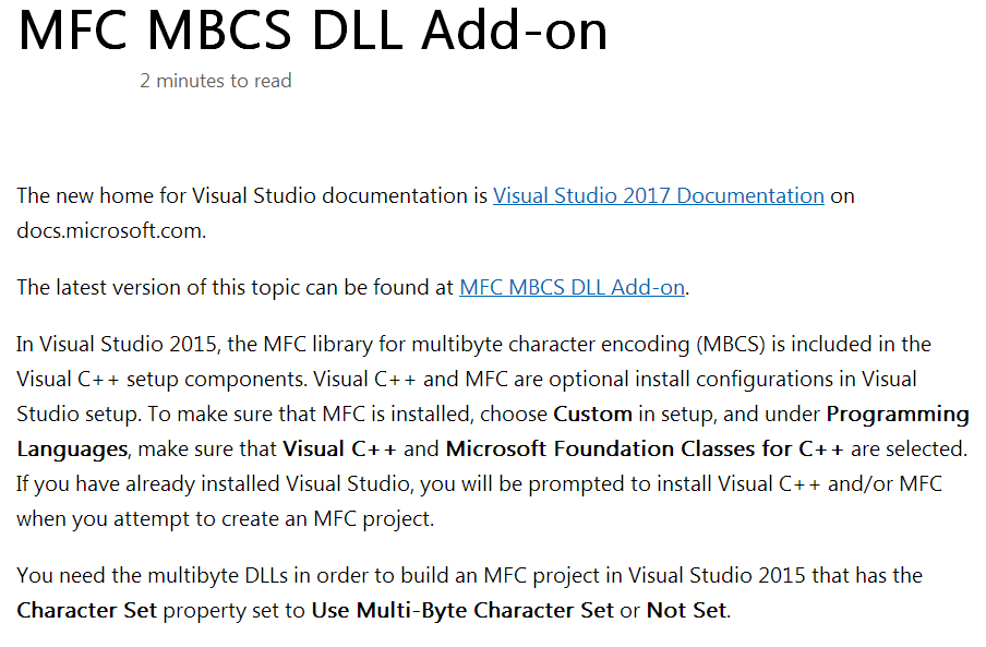解决 VS2013error MSB8031: Building an MFC project for a non-Unicode character set is deprecated ...