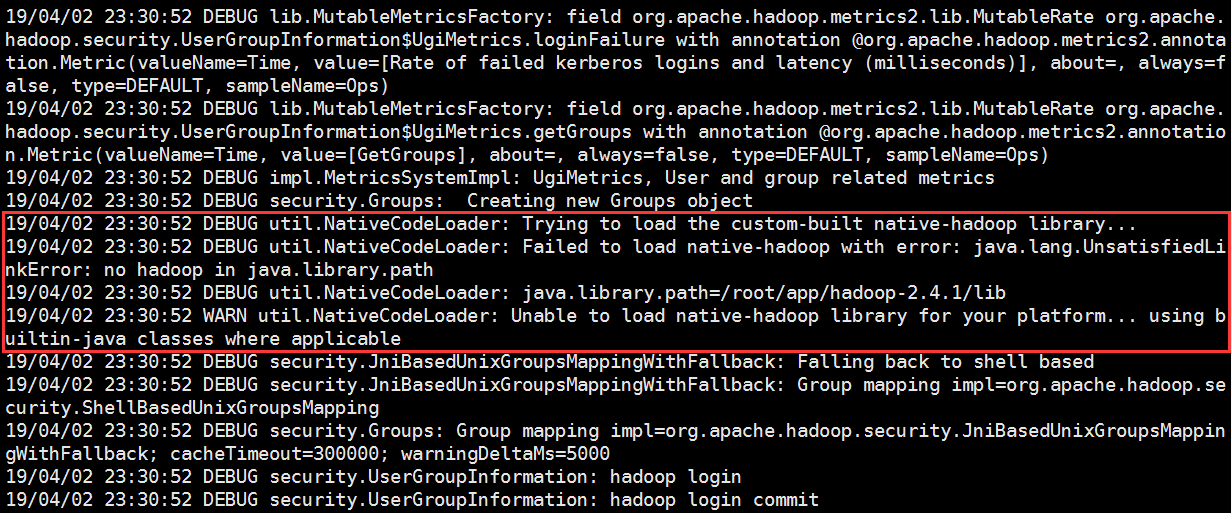 在执行hadoop Fs命令时，出现warn Util Nativecodeloader Unable To Load Native Hadoop Library For Your