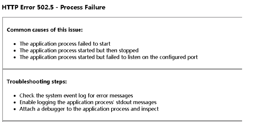 Asp.net Core 部署及 HTTP Error 502.5 - Process Failure 的解决方案 - 勤勤恳恳的小陈同志 - 博客园