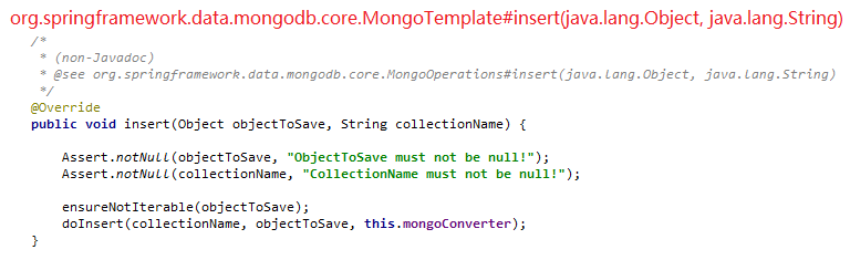 Spring Data MongoTemplate insert 操作的大坑：Spring data mongo E11000 duplicate key error collection ...