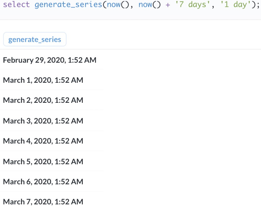 generate_series函数 - Surena - 博客园